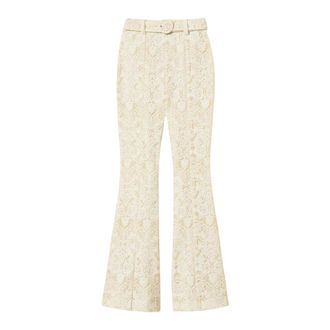 Twinset Femme, Pantalons, Beige, Taille: 42 FR Pantalons en dentelle Ceinture amovible Coupe &eacute;vas&eacute;e