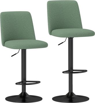 HOMCOM Homcom - Lot de 2 tabourets de bar tissu vert hauteur réglable piètement acier noir mat