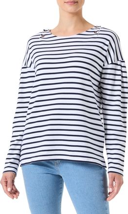 Armor Lux Damen Marinière Fantaisie Pullover, Weiß/Seal, Large