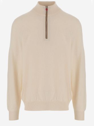 Kiton Mens Cashmere Sweater With High Neck Cream