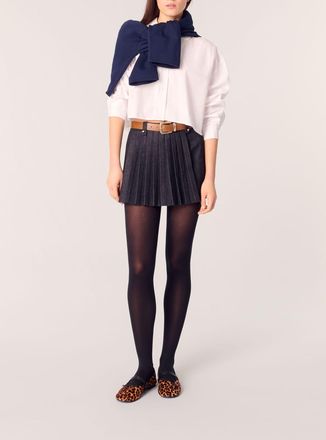 Maje Short Trompe LOEil En Denim Pliss&eacute; - Noir - Taille 40 - Maje