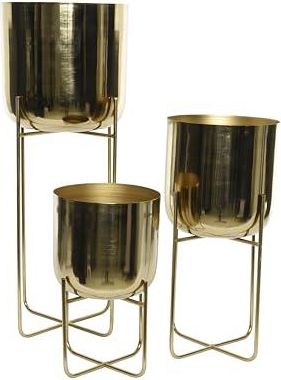 Decoris Goldfarbener Übertopf aus Eisen, 24 cm Durchmesser, 66 cm Höhe, Einheitsgröße