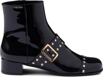 Prada bottines à fini verni 35 mm - Noir