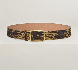 Reptiles House Gürtel mit Löwen schnalle und nahtlosem 40mm Pferdefell - Tiger