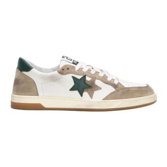2Star Handgefertigte Italienische Sneakers Wei&szlig; Taupe Gr&uuml;n M&auml;nner - - Shoes - Herren - Wei&szlig; - 40 EU