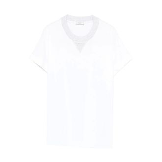 PESERICO Femme, Tops, Gris, Taille: 36 FR Maglietta manica corta motivo sul collo