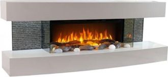 Chemin'Arte Cheminée Électrique Murale Design Lounge 120 cm - Blanche - Effet Flammes LEDs - Conçue en France - Chauffage 2000W Thermostat électronique - Garantie