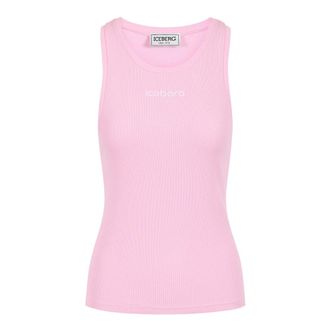 Iceberg Femme, Tops, Rose, Taille: 38 FR D&eacute;bardeur c&ocirc;tel&eacute; en jersey de coton stretch