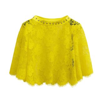 John Richmond Blusa in pizzo floreale con dettagli gioiello - - Blouses & Shirts - Damen - Gelb - XL