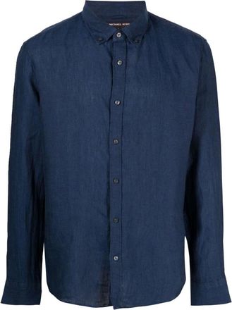 Michael Kors Homme, Chemises, Bleu, Taille: L 511 Camicia In Lino