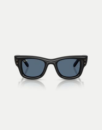 Ray-Ban Wayfarer Puffer - Lunettes de soleil carr&eacute;es &agrave; verres bleus - Noir