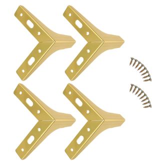 Holibanna 4 St&uuml;ck Metall M&ouml;belf&uuml;&szlig;e Dreieckig 10cm Goldfarben aus Eisen mit Schrauben Ersatzf&uuml;&szlig;e f&uuml;r Sofa Kommode Tisch und Stuhl