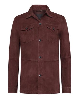 Windsor Veloursleder-Overshirt Oleano mit Kentkragen und Knopfleiste in