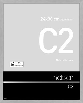 Nielsen Design Bilderrahmen, 24 x 30 cm, Aluminium, Silber matt, Rahmen zum Aufhängen im Hoch- & Querformat, Echtglas, C2