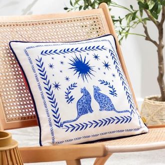 furn. Frieze Abstraktes Kissen mit Paspelierung, Federn, gefüllt