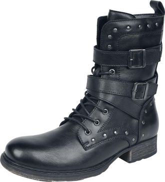 Rock Rebel by EMP Herren Schwarze Boots mit Reißverschluss und Riemen EU42