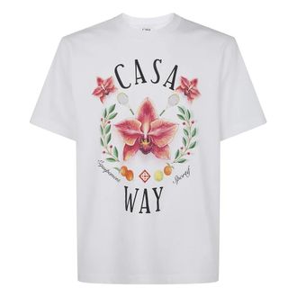 Casablanca Casa Way T-Shirt mit Orchideen-Print- klassisch - - Tops - Herren - Wei&szlig; - XL
