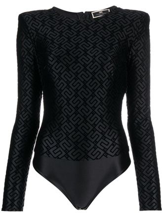 Elisabetta Franchi Langarmshirt mit Logo-Jacquard - Schwarz
