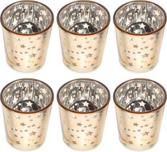 Healifty 6 StüCke Stern Kerzenhalter Glas Kerzenhalter Sterne Gold Teelicht Votiv FüR Weihnachten Hochzeit Tisch AtmosphäRe Dekoration
