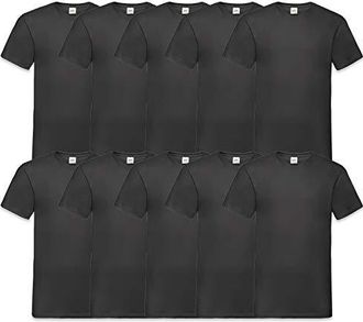 Fruit Of The Loom Lot de 10 t-shirts à col en V, tailles M, L, XL, XXL, col en V, différentes couleurs au choix, Noir, XXXXL
