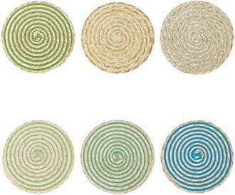 Villa D'Este Home Tivoli Spiral Greenery Tischsets, rund, 38 cm, Bast, Spiralbindung, 6 St&uuml;ck