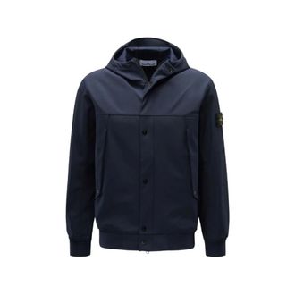 Stone Island Homme, Vestes, Bleu, Taille: XL Blouson à Capuche en Soft Shell Bleu