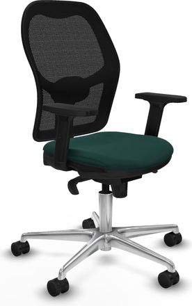 Piqueras y Crespo B&uuml;rostuhl mit 2D-Armen, h&ouml;henverstellbare Lendenwirbelst&uuml;tze, ausgestattet mit Sincro 5 Positionen und injiziertem Schaum. Schwarz/Flaschengr&uuml;n