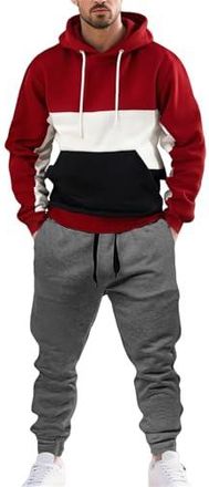 Generic Ensemble Jogging Homme, Sweat Hoodies &Agrave; Manches Longues Et Pantalon De Jogging Ensemble De 2 Pi&egrave;ces, Doux Et Surdimensionn&eacute;, V&ecirc;tements Chaud Travail D