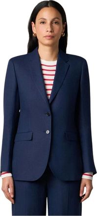 Brooks Brothers Femme, Vestes, Bleu, Taille: 42 FR Blazer Uni en Lin