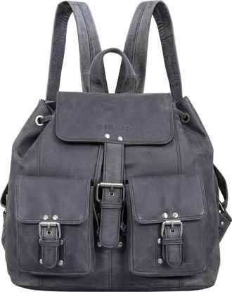 STILORD Larissa Gro&szlig;er Echt Leder Rucksack im Vintage Look - Stilsicher Unterwegs Sein, Farbe:carbon - grau