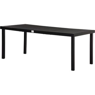 OUTSUNNY Table de jardin rectangulaire pour 8 personnes en aluminium plateau PE &agrave; lattes aspect bois dim. 190L x 90l x 74H cm noir