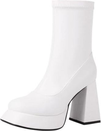 Generic Éclair avec plateau pour femme avec fleurs colorées automne et hiver bottines solides de grande taille bottines avec talon et grand confort pour fêtes