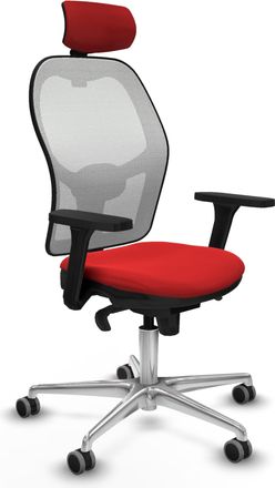 Piqueras y Crespo Chorquera Remote-Arbeitsstuhl mit 3D-Armen, h&ouml;henverstellbarer Lendenwirbelst&uuml;tze und h&ouml;henverstellbarem Kopfteil, Wei&szlig;/Rot