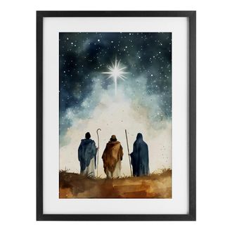 Stupell Industries Guided Wisdom Shepherds Kunstdruck unter Glas, gerahmt, Design von Petal Prints Design, 58 x 43 cm, Weiß