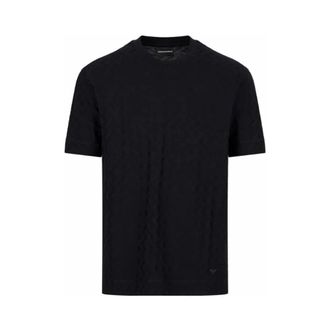 Armani Rundhals Jacquard T-Shirt - - Tops - Herren - Blau - M