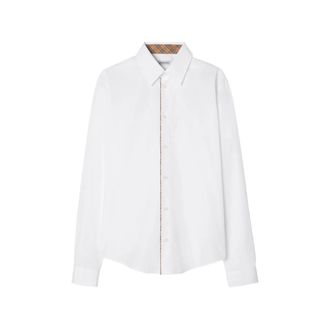 Burberry Classic-fit Check-piping Cotton Poplin Shirt