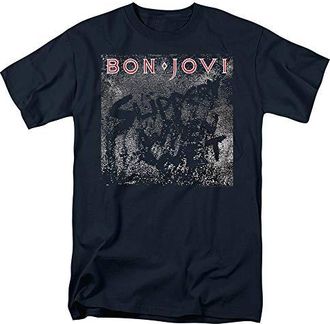 Trevco Bon Jovi Slippery Cover Unisex T Shirt, Navy, Bleu Marine, L Mixte