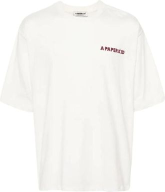 A Paper Kid Homme, Tops, Blanc, Taille: S T-shirt Graphique en Coton