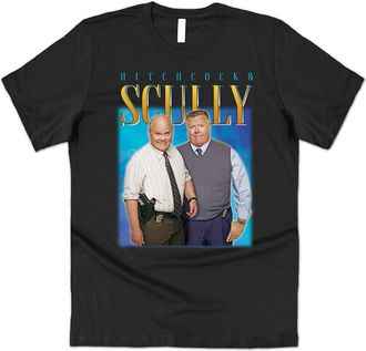 Sanfran Clothing Hitchcock & Scully Hommage Top Lustiges Brooklyn Nine Retro 90er Jahre Geschenk T-Shirt, Schwarz, S