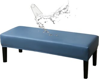 Generic Wasserdichter Esszimmerbankbezug Aus PU-Leder, Stretch-Schonbezug F&uuml;r Holzbank, Abnehmbar Und Waschbar, Universal-Gr&ouml;&szlig;e(Light Blue,200cm(78.7in))