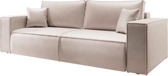 Selsey Selsey Farese Cuero - Schlafsofa 3-Sitzer mit Bettkasten, Kunstleder, Beige
