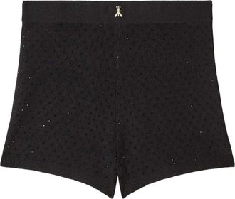 Patrizia Pepe Femme, Shorts, Noir, Taille: 40 FR Shorts en Tricot Noir avec Strass