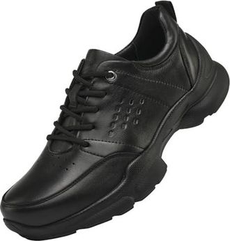 Generic Baskets habill&eacute;es en cuir v&eacute;ritable pour homme, douces, respirantes, d&eacute;contract&eacute;es, chaussures de marche pour homme, Noir, 41 1/3 EU