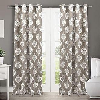 Exclusive Home Curtains Medallion gewebte Verdunkelungsvorhänge mit Ösen, Taupe, 132 x 213 cm, 2 Stück
