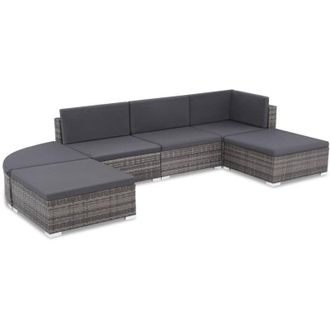 vidaXL Vidaxl - Salon de jardin 6 pcs avec coussins r&eacute;sine tress&eacute;e gris