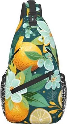 Generic Sacoche Homme Bandouliere Motif orange Le-Mon amusant Durable Sac De Poitrine Casual Crossbody Bag pour Camping Cyclisme Femme