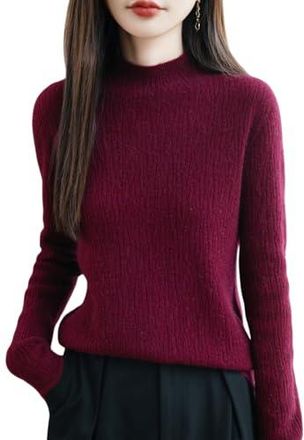 Generic Pull Femme Hiver Pull en Laine M&eacute;rinos pour Femme Col Montant Manches Longues Maille Textur&eacute;e &Eacute;pais Et Chaud Id&eacute;al pour lhiver LAutomne Et Le Printemp