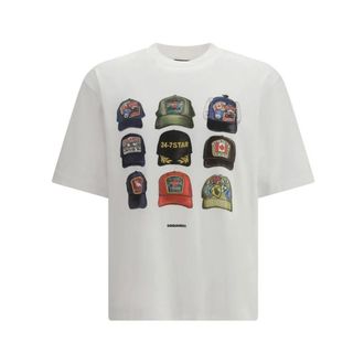 Dsquared2 Homme, Tops, Blanc, Taille: M T-shirt ras du cou en coton