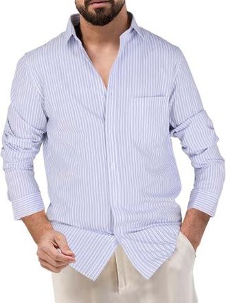 Generic Chemise décontractée à revers pour homme Printemps et Automne Revers Boutons Rayé Chemise à manches longues Chemisier Cardigan Homme Chemise Pack, gri