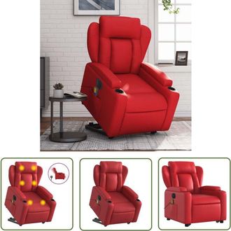 vidaXL Massagesessel mit Aufstehhilfe Elektrisch Rot Kunstleder - Elektrischer Massagesessel - Relaxsessel - Fernsehsessel - Ergonomisch - Massagestuhl